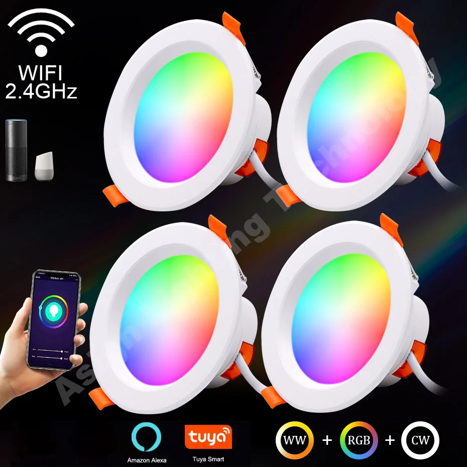 Tuya-WIFI-Smart-LED-Downlight-RGB-CW-CCT-Dimmable-Spotlight-Ceiling ...