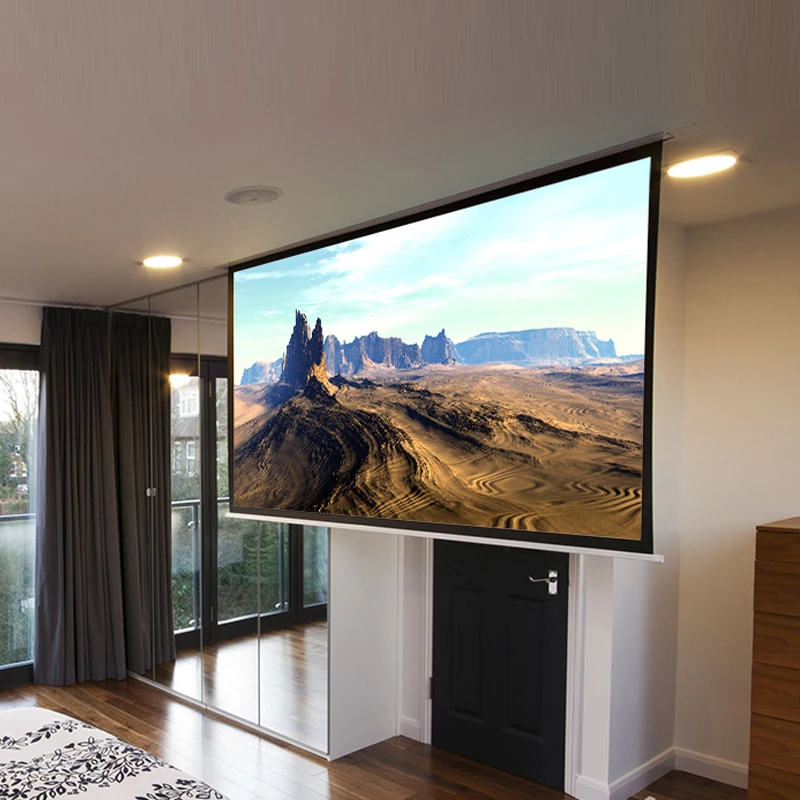 100inch 16:9 Recessed In-Ceiling Electric HD Projector Screen Remote ...