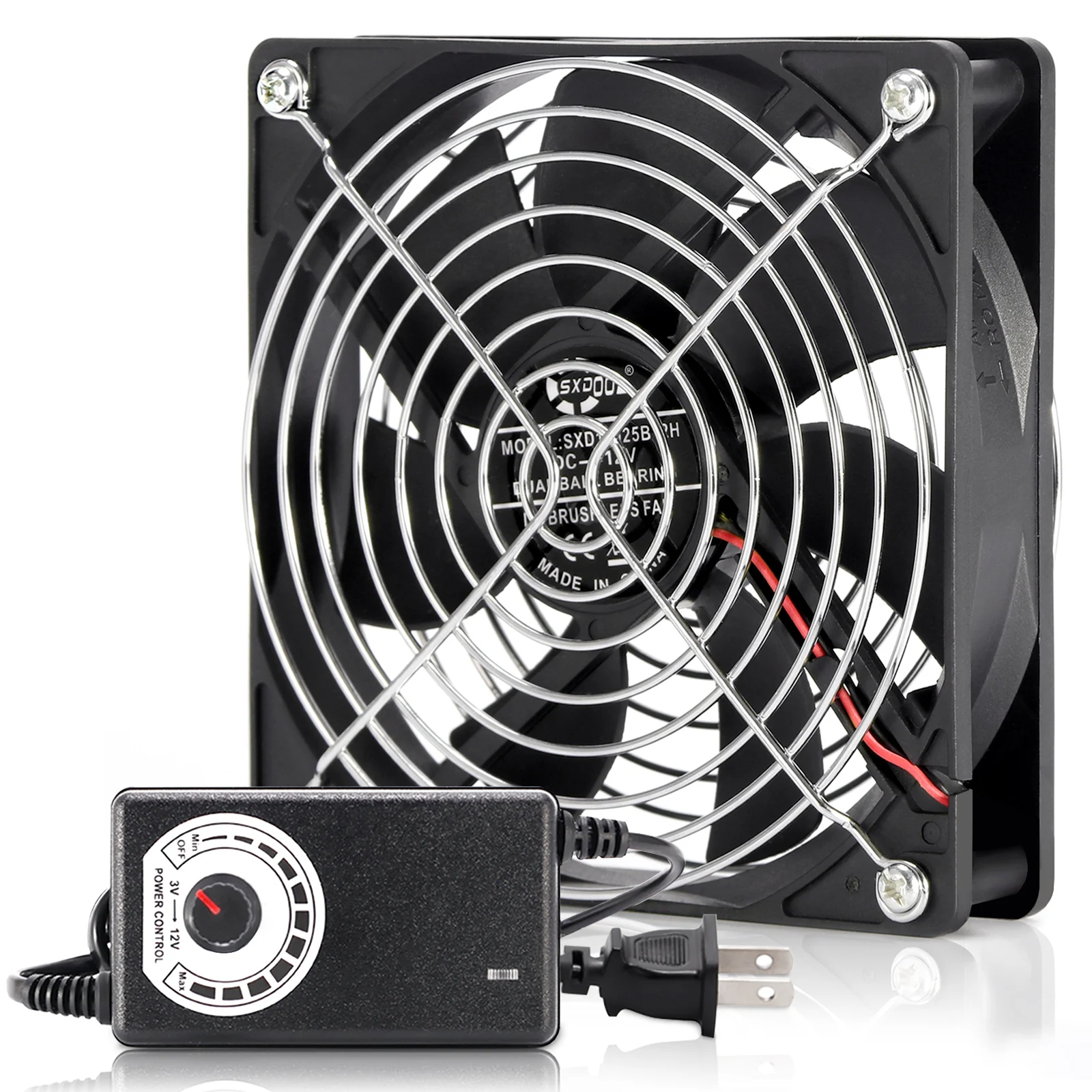 120mm-110V-115V-120V-AC-Computer-Fan-with-AC-Plug-Speed-Controller-DC ...
