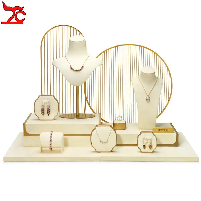 Jewelry Exhibitor Set Display Stand Beige Props for Jewelry Store ...