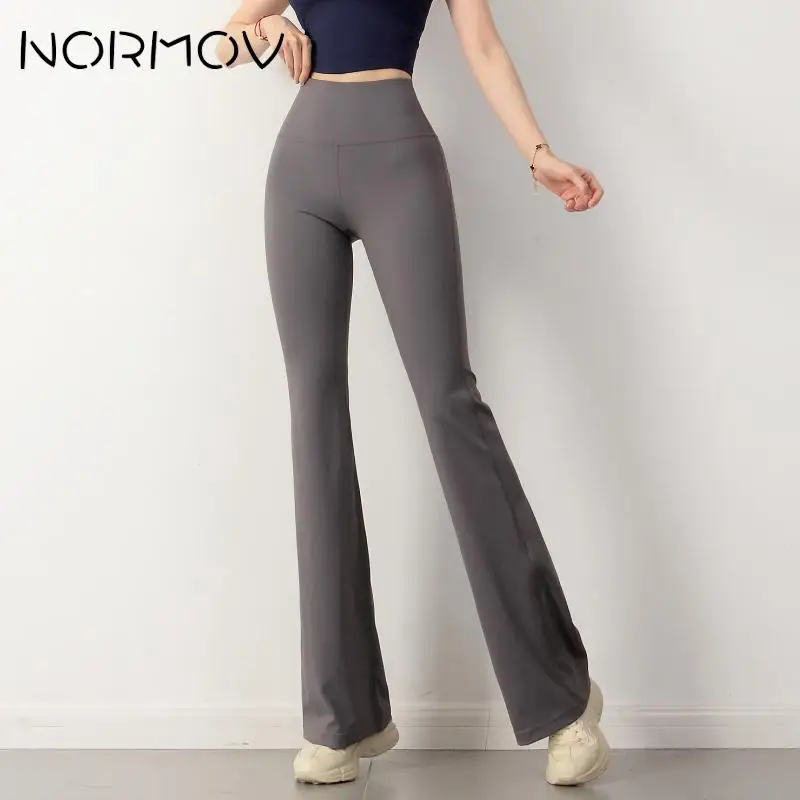 Normov 플레어 요가 바지 여성용 하이 웨이스트 스포츠 레깅스 힙 레이즈 엉덩이 슬림 피트니스 팬츠 고탄력 스포츠