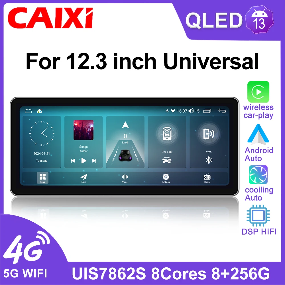 CAIXI-Car Multimedia Carplay, QLED, Android 13, Auto Rádio, Stereo, GPS ...