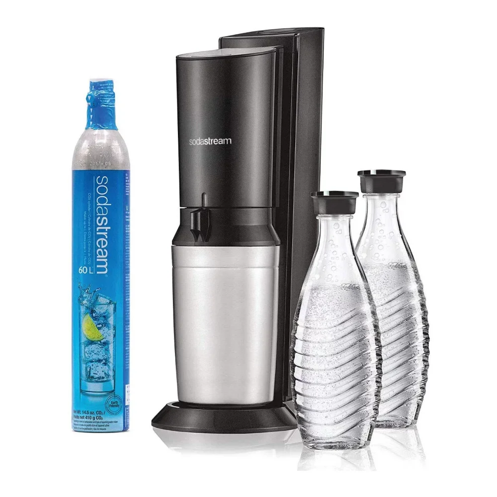 Aqua-Fizz-Sparkling-Water-Maker-Kit-Black-with-Co2-Glass-Carafes-Soda ...