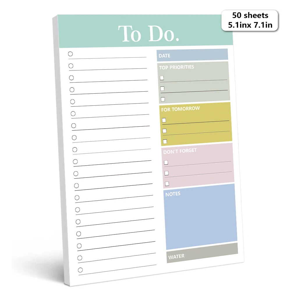 1pc To-Do Notepad - 50 Sheet Daily Planner Notepad, 5.1x7.1 Inch, Tear ...