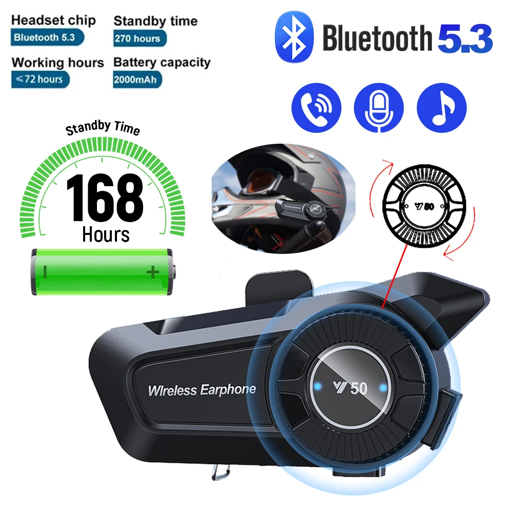 Y50-Roulette-Wheel-Rotation-ControlMotorcycle-Helmet-Headset-Bluetooth ...