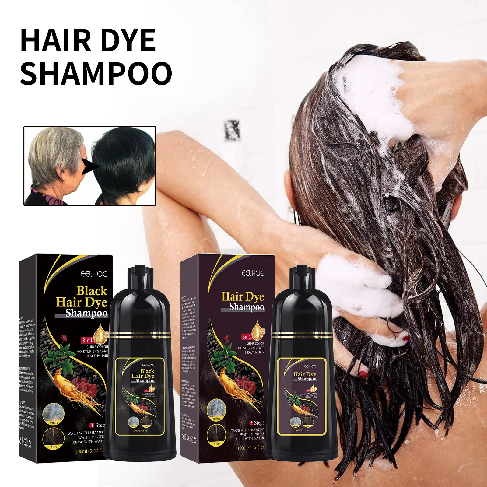 100-Ml-Black-Hair-Dye-Shampoo-3-In-1-Hair-Color-Shampoo-Hair-Color ...