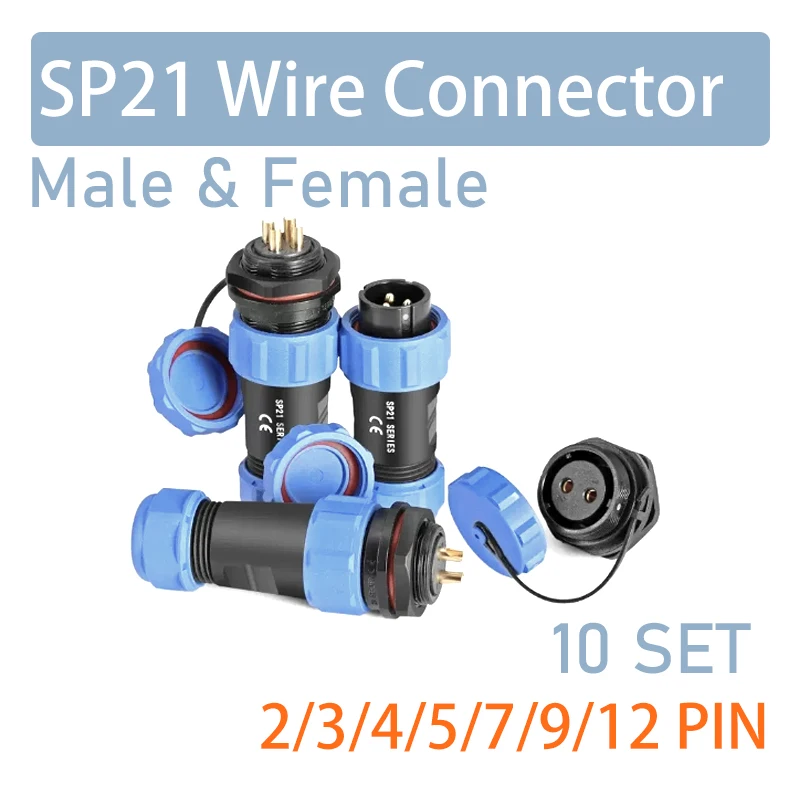 10-Sets-SP21-2-3-4-5-7-9-12-pin-waterproof-connector-waterproof ...