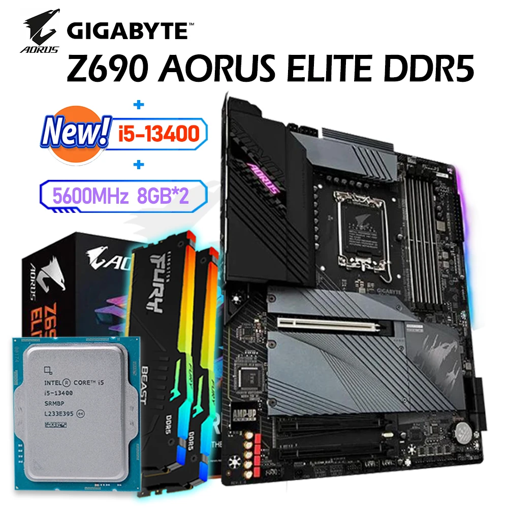 LGA 1700 Gigabyte Gaming Motherboard Set Core i5 13400 CPU Kit GA Z690 ...