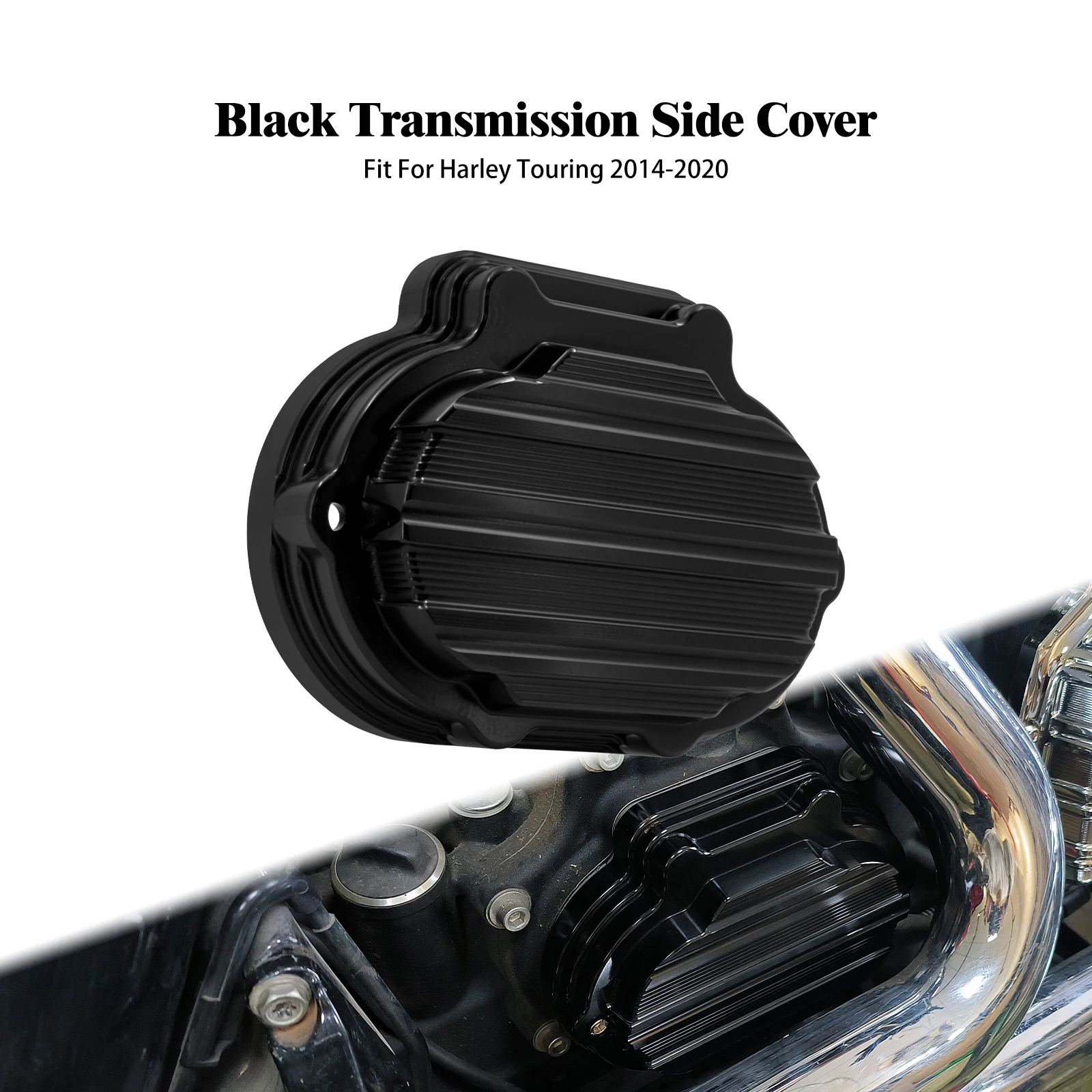 Motorcycle-Alumium-Transmission-Side-Cover-Black-Chrome-For-Harley ...