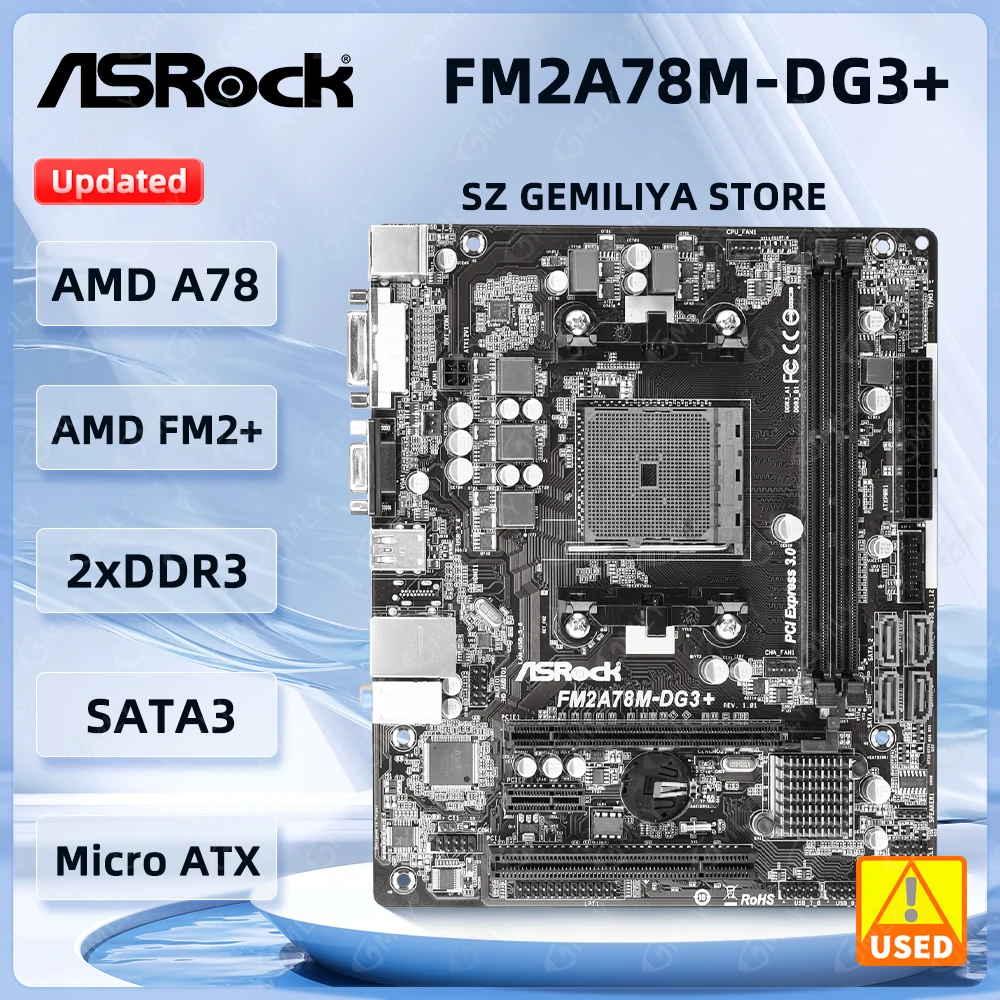ASROCK FM2A78M-DG3+ Motherboard Socket FM2+ AMD A78 DDR3 32GB 4xSATA3 ...