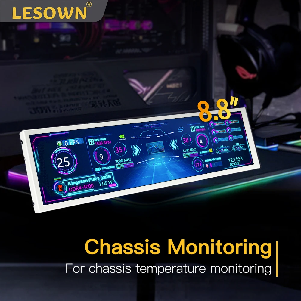 LESOWN-HDMI-Long-Wide-Monitor-8-8-inch-PC-Sensor-Panel-CPU-GPU-RAM ...