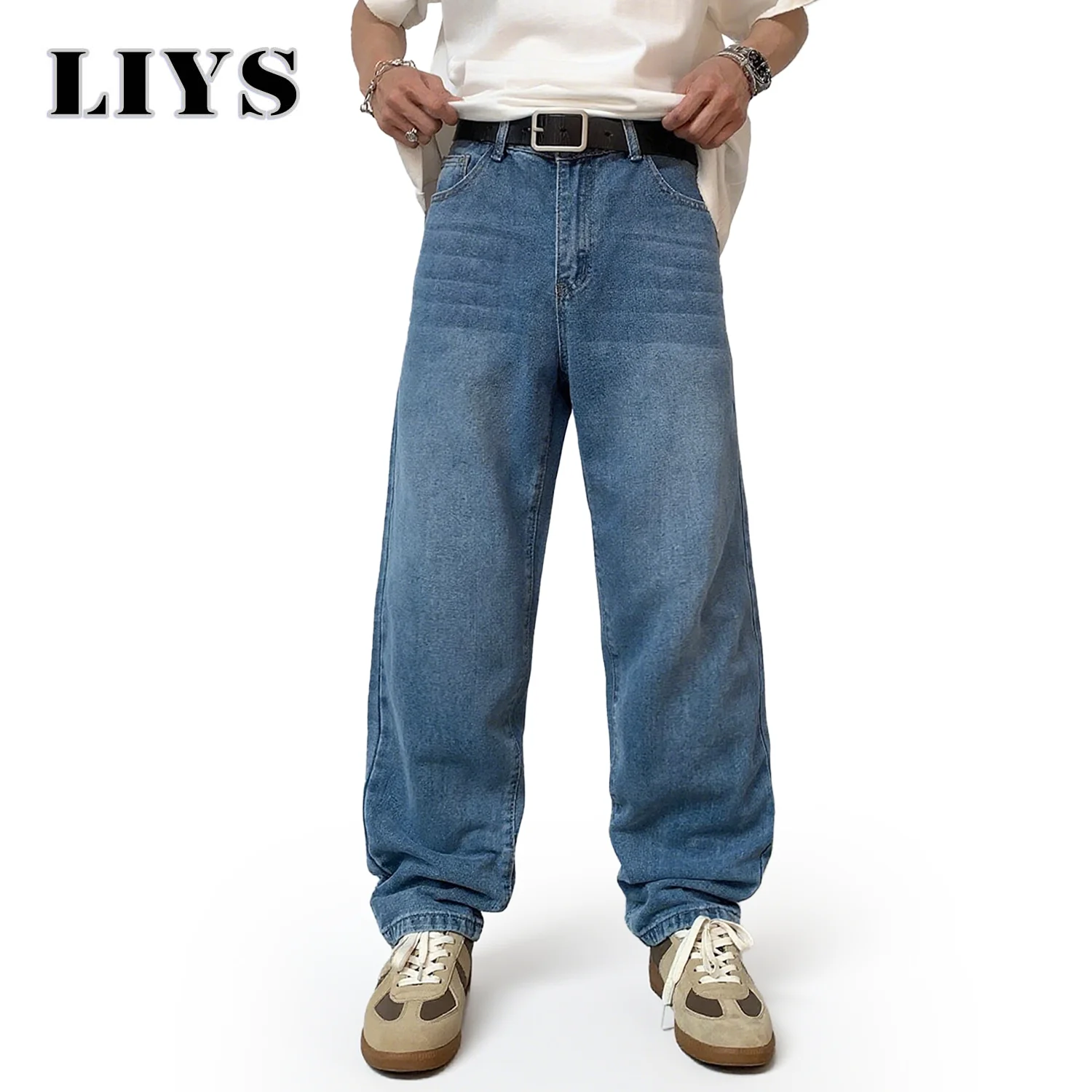Male Classic America Hip Hop Rap Jeans Wide Leg Youth Popular Jeans Men ...