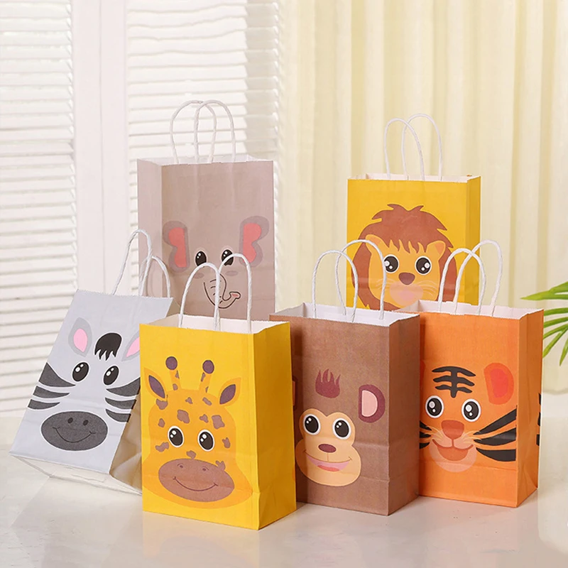 Creative Cartoon Paper Bag With Handles Cute Zoo Paper Bag Clothing ...