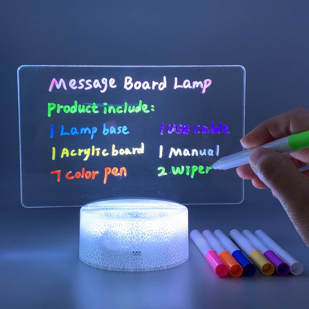 Handwriting Night Light With 7 Color Erasable Pens Rewritable Message ...