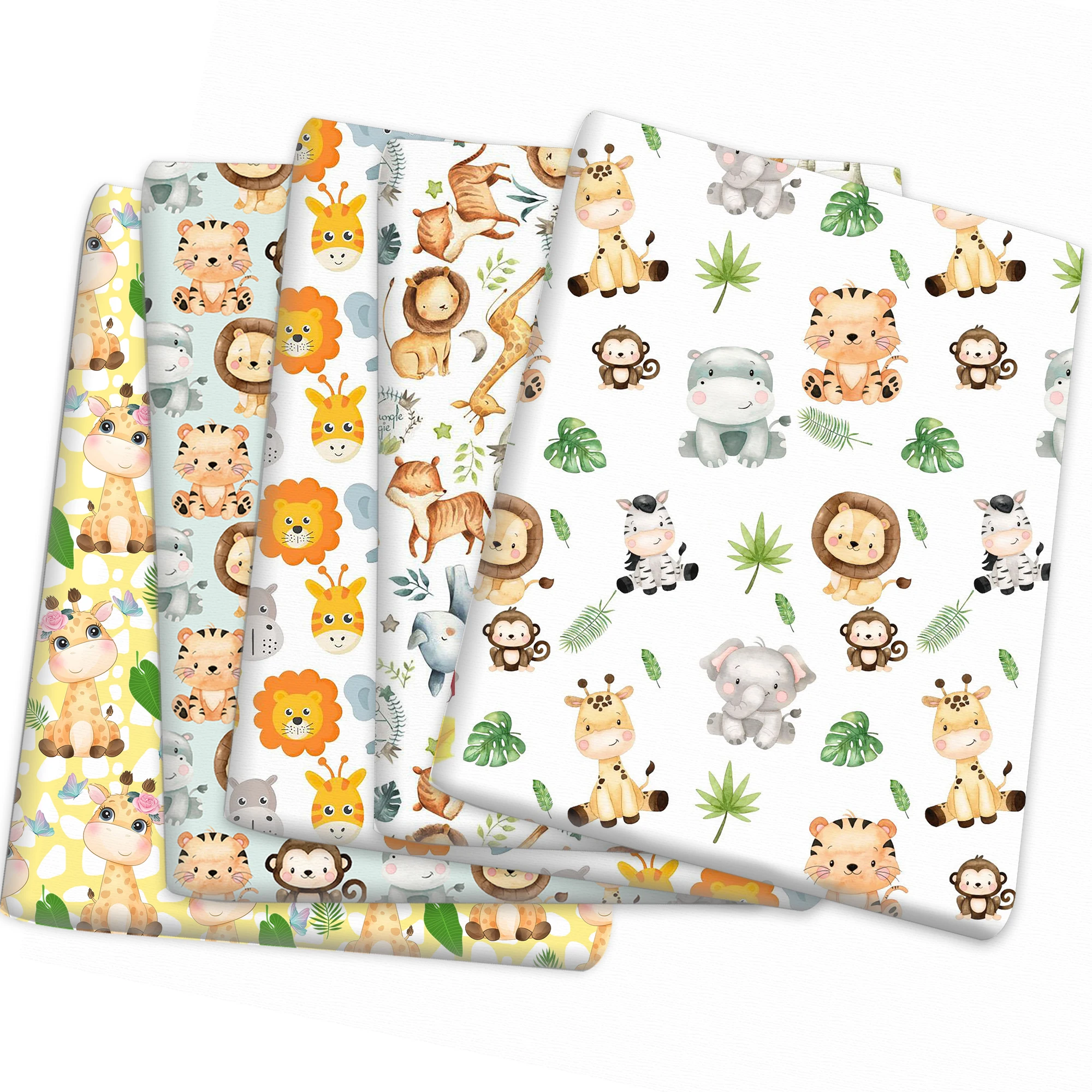 Free ShipAnimals Zoo Giraffe Lion100% Pure / Polyester Cotton Satin ...