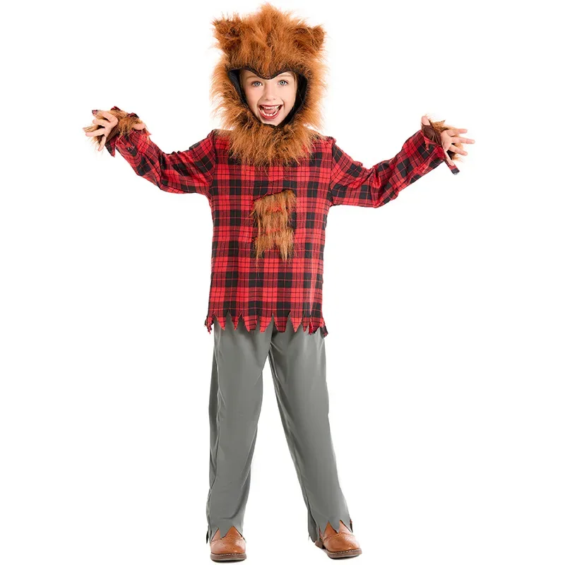 Kids-Girls-Boys-Werewolf-Animal-Costume-Shirt-Pants-Mask-Gloves-Fancy ...