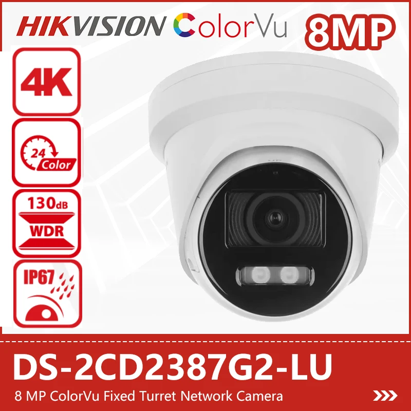 Hikvision Camera Poe Hikvision 4K 8MP ColorVu Turret IP Camera - DS ...
