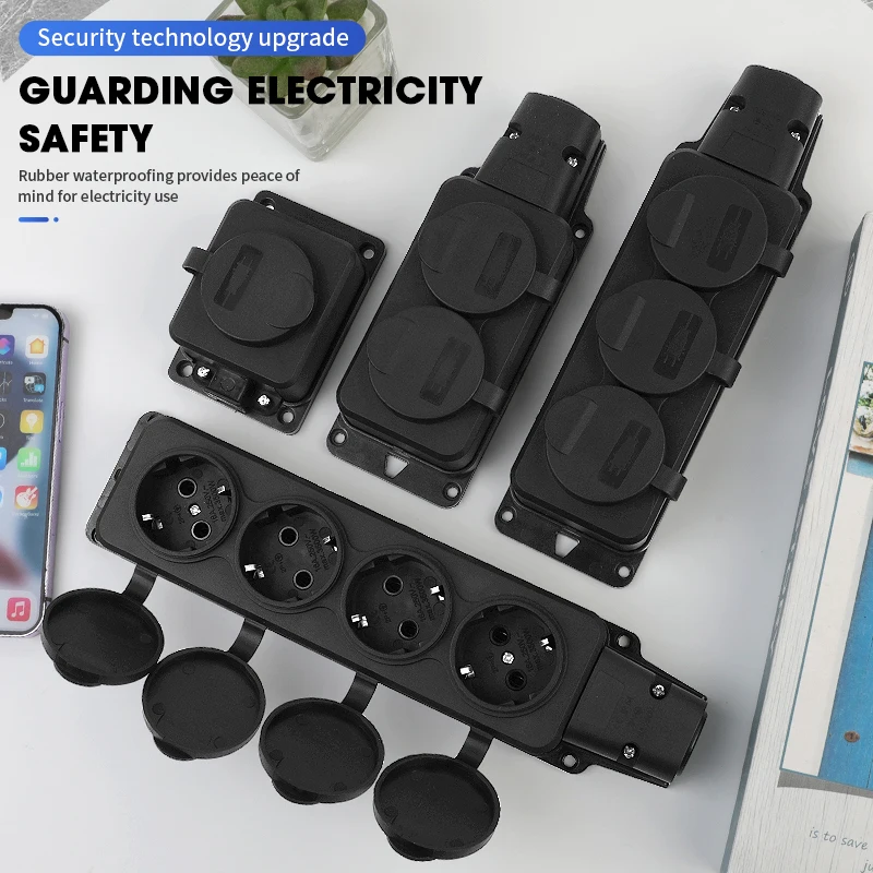 IP54-16A-European-Waterproof-Industry-Power-Socket-1-2-3-4-Ways-3500W ...