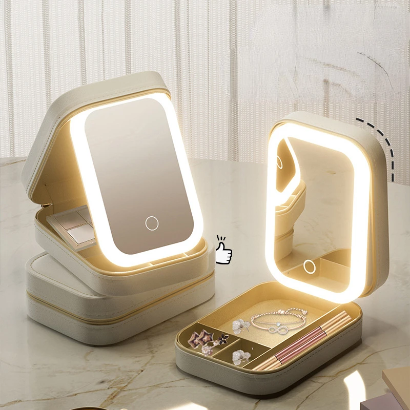 Multifunction-Cosmetics-Storage-Box-with-LED-Light-Mirror-Make-Up ...