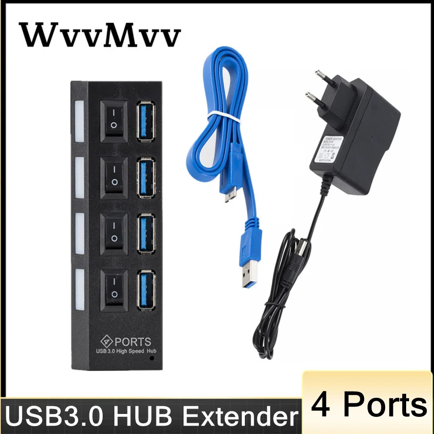 Répartiteur USB 3.0 haute vitesse avec interrupteur pour ordinateur ...