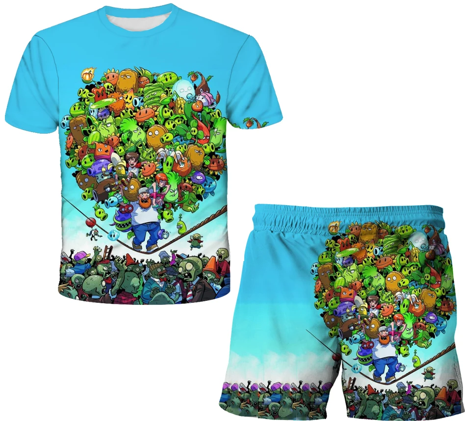 Plants-VS-Zombies-Summer-Short-Set-Girls-and-Boys-Sports-Set-PVZ-Top ...