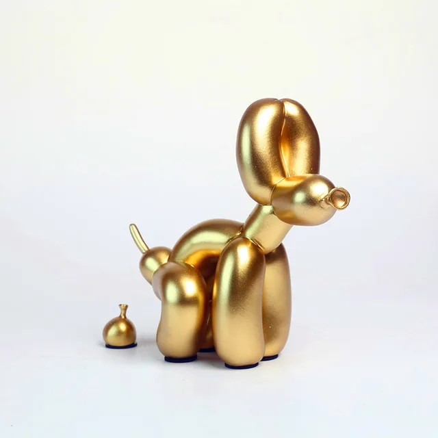 European Resin Statue Gold Plated Poop Balloon Dog Decor Living Room ...