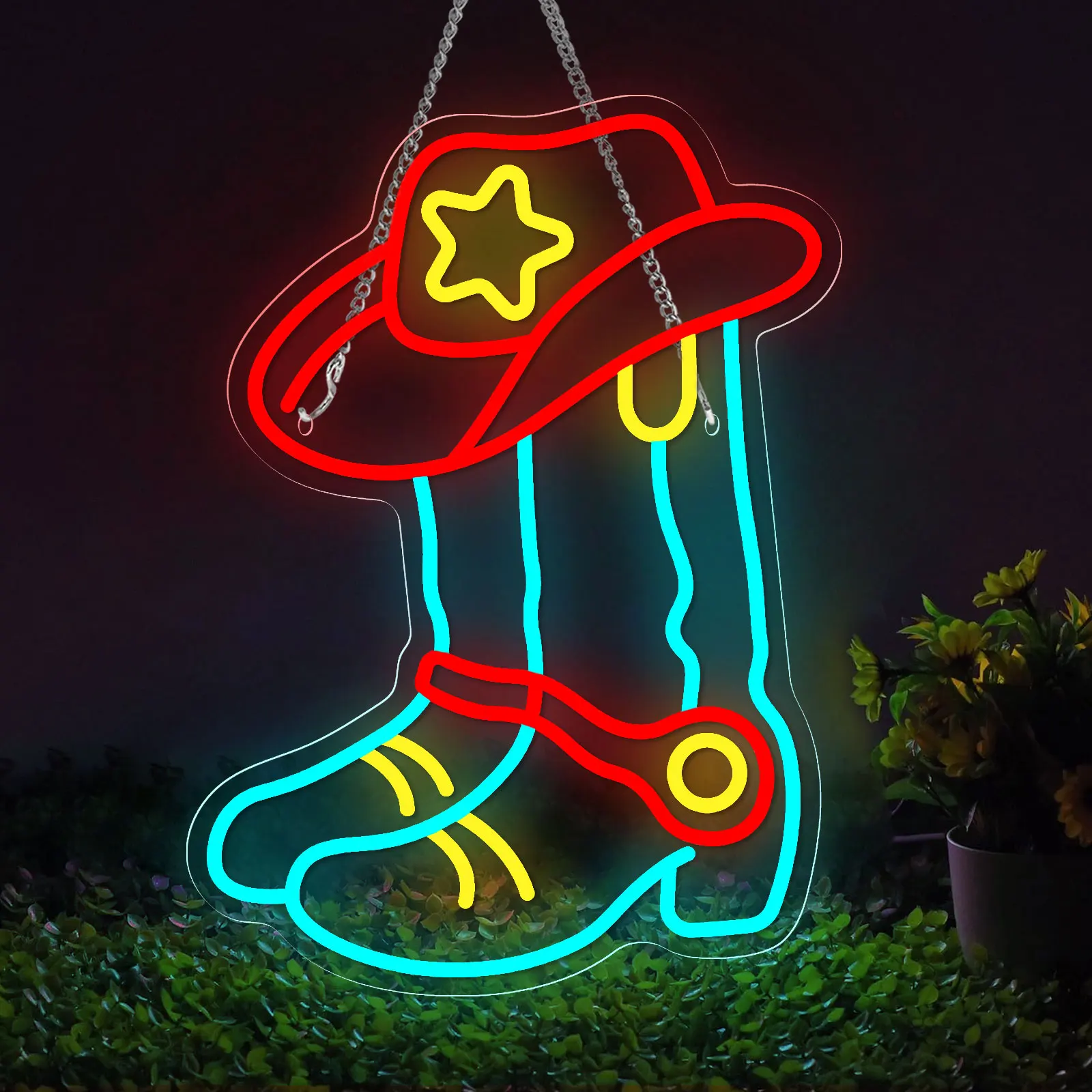 Cowboy-Hats-Boots-LED-Neon-Light-Sign-Acrylic-LOGO-Neon-Sign-USB-For ...