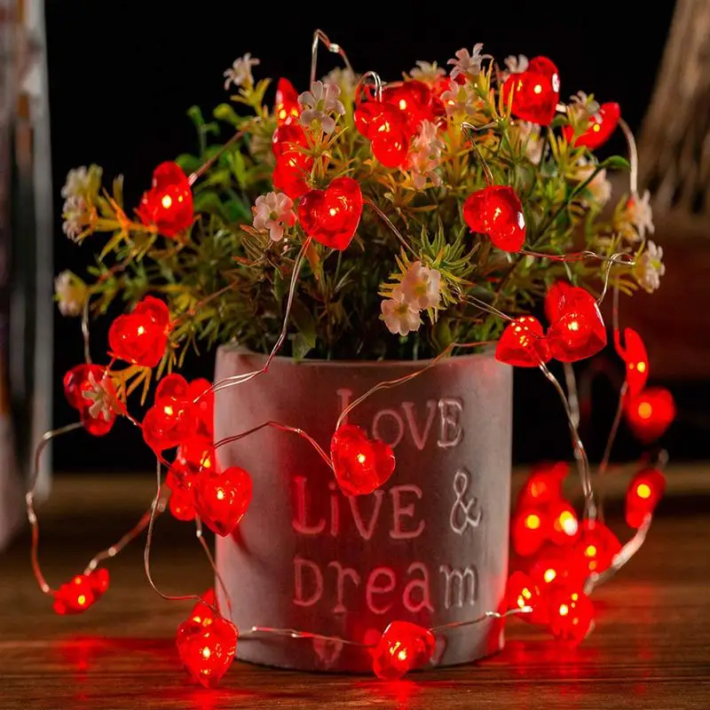 Valentine's Day String Lights Outdoor String Lights Battery Operated 10 ...