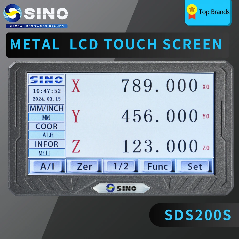 Leitura Digital SINO SDS200S com Tela LCD Full Touch e Capa Metálica para Torno de Fresagem ...