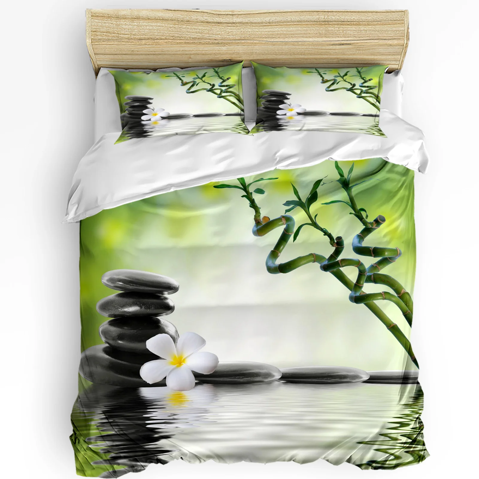 Orchid-Stones-Bamboo-Zen-Green-3pcs-Bedding-Set-For-Bedroom-Double-Bed ...