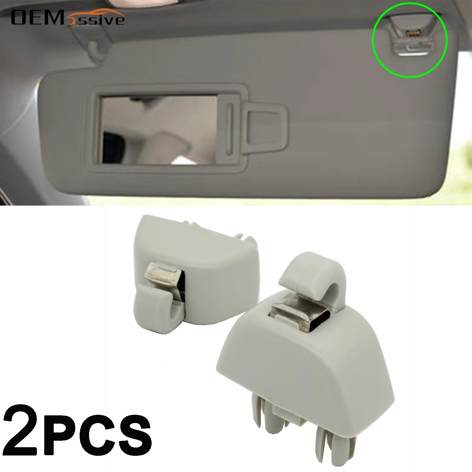 2PCS Gray Sun Visor Clip For VW Passat Polo Up Skoda Citigo Rapid Seat ...