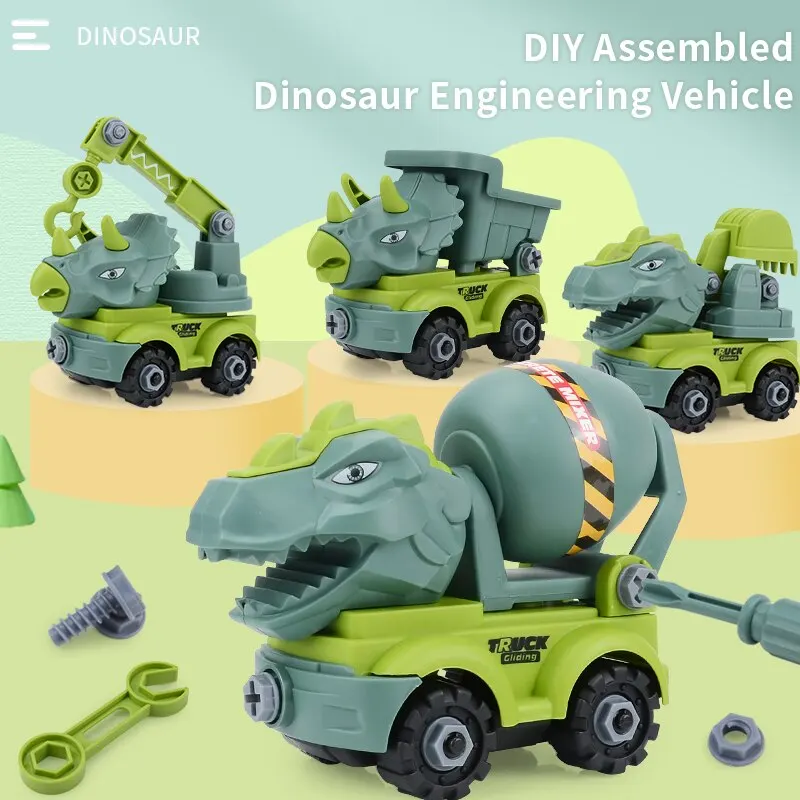 Dinosaur-Construction-Vehicle-Toys-DIY-Building-Car-Transport-Toy-Truck ...