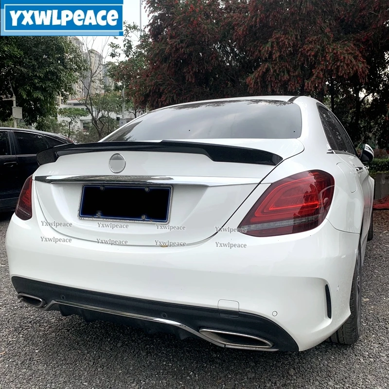 For Mercedes-Benz W205 C-class Spoiler C180 C200 C260 2015-2019 Spoiler ABS Material Primer ...