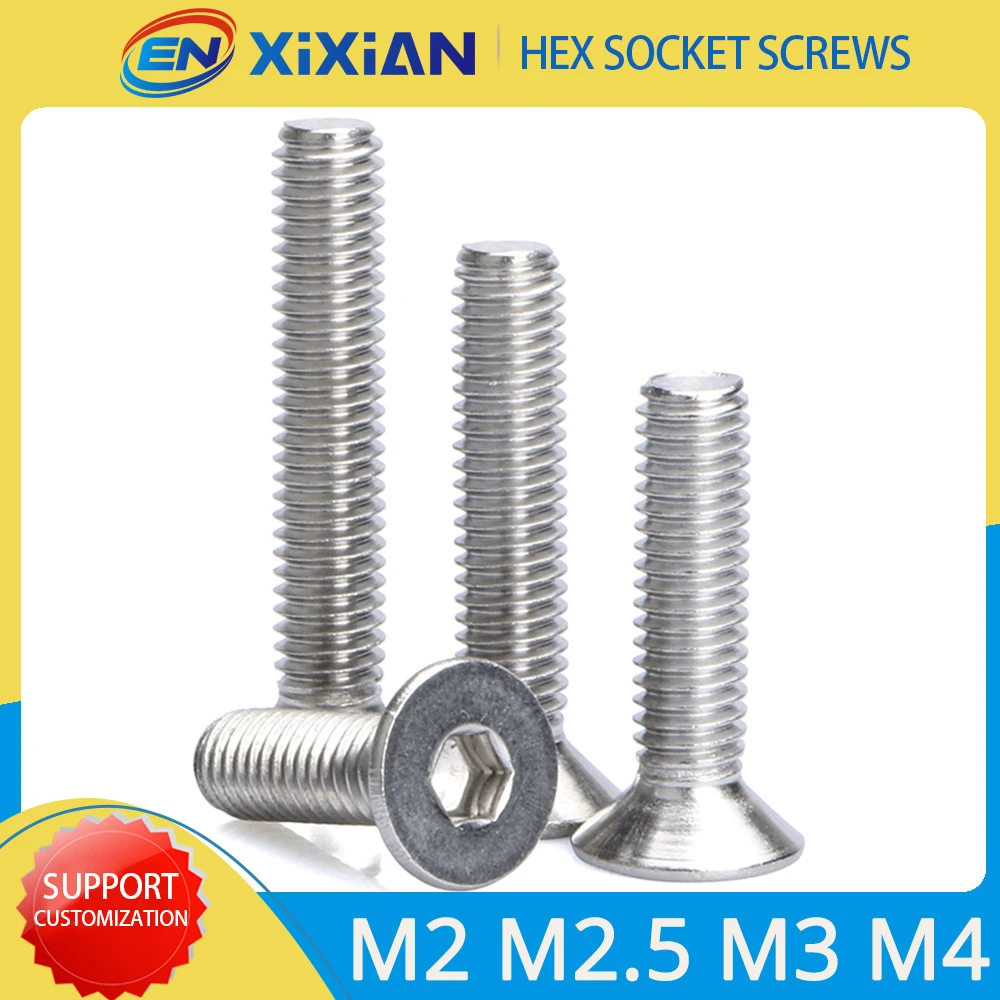 M4 304 Stainless Steel Hex Socket Head Screw Bolt - M2 M2.5 M3 M4 Hex ...