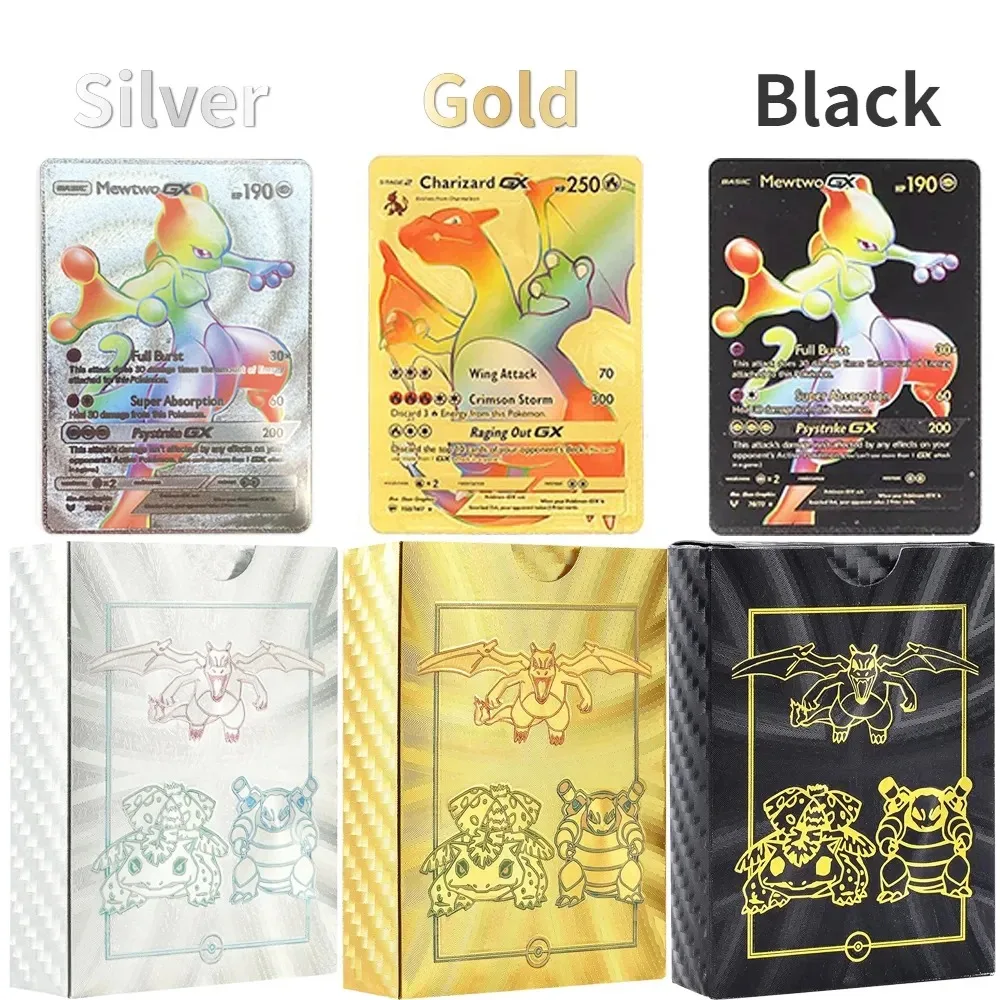 55Pcs-Pokemon-Rainbow-Card-Charizard-Pikachu-Arceus-Gold-Foil-Silver ...
