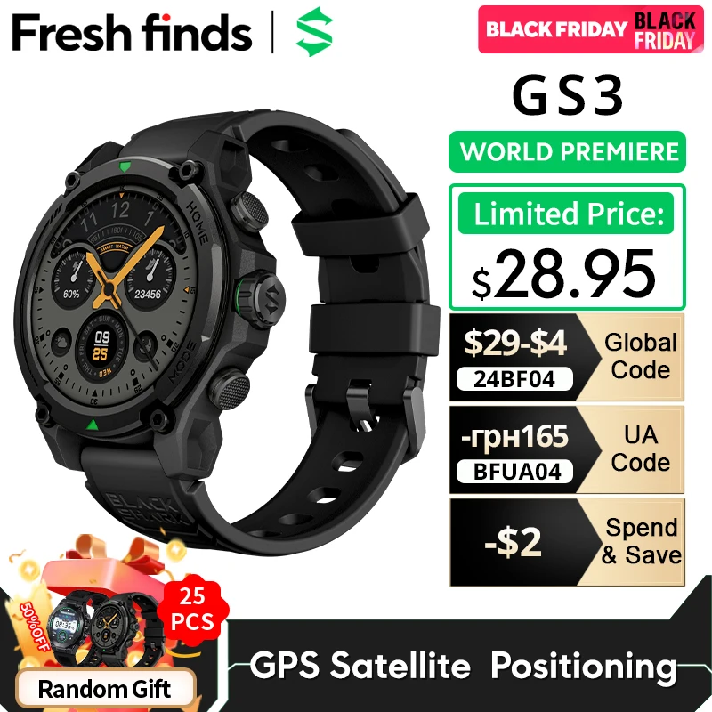 Montre-intelligente-GS3-Blackdecoding-version-globale-cran-AMOLED-1-43 ...