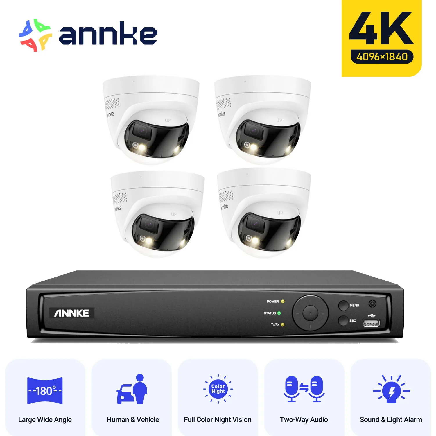 ANNKE 8MP Security Camera Dual Lens 8CH NVR Ultra HD POE Ai Human ...