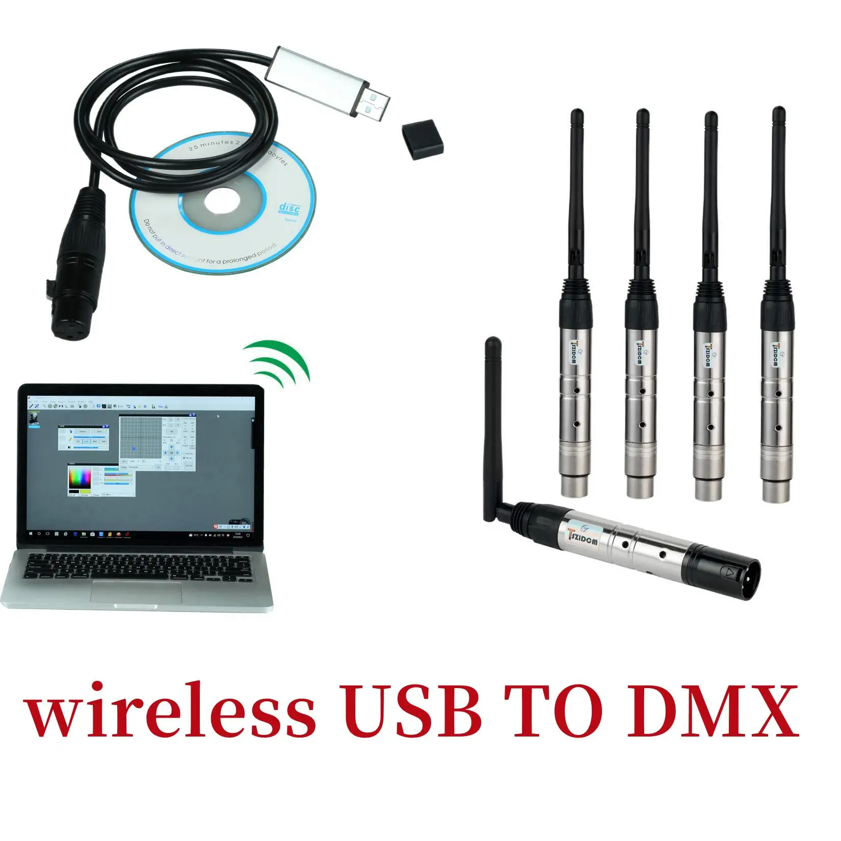 USB to wireless DMX Interface Adapter DMX512 Studio Computer PC Stage ...