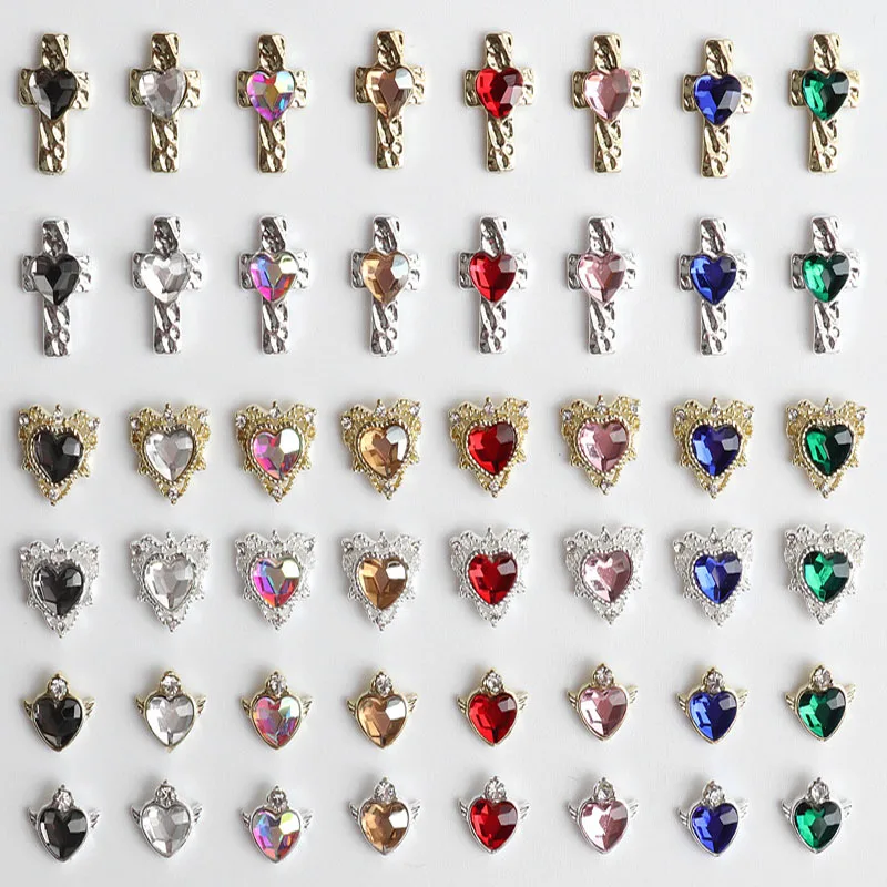 10Pcs-Heart-Shaped-Nail-Charms-Jewelry-3-Different-Shapes-Multi-Colors ...