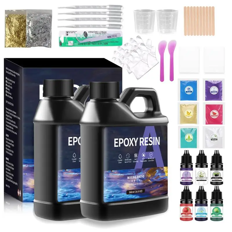 500/1000ml 1:1 AB Epoxy Resin Glue Set High Adhesive Hardener Crystal ...