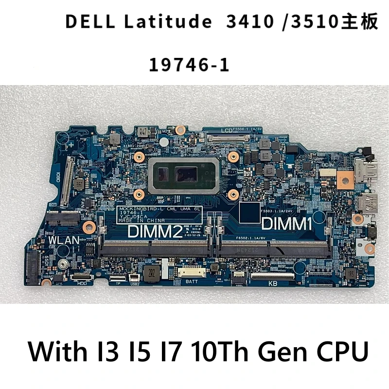 For Dell Latitude 3410 3510 Laptop Motherboard With I3 I5 I7 10Th Gen ...