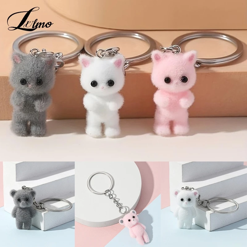 3D-Cartoon-Cats-Keychain-Pendant-Adorable-Animal-Key-Chain-Bear-Key ...