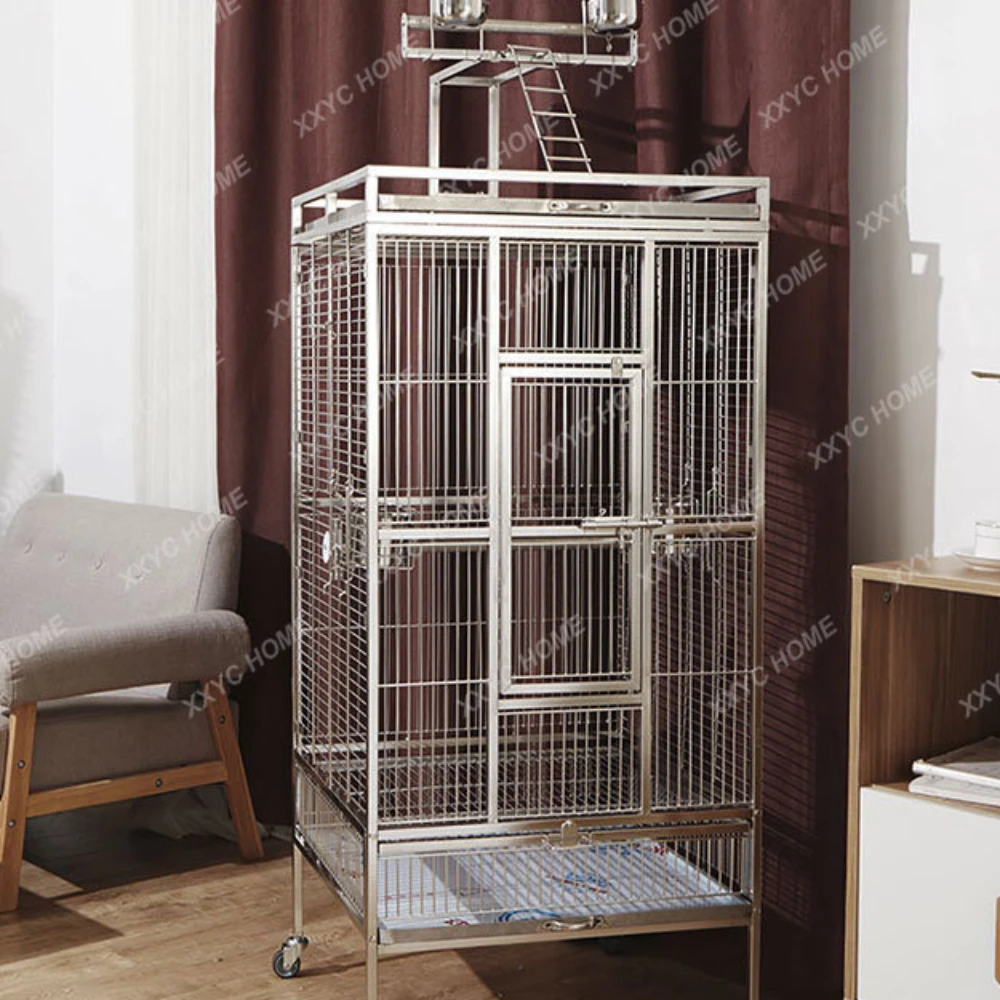 Luxury-Parrot-Bird-Cage-Large-304-Stainless-Steel-Oversized-Bird-Cage ...
