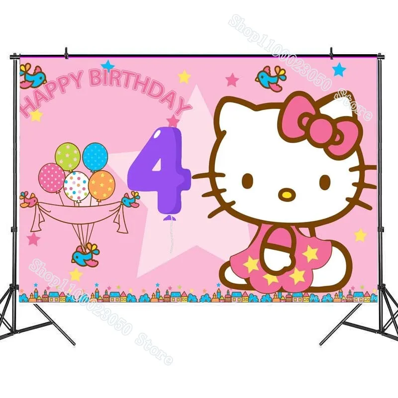 Hello Kitty Background Cloth Birthday Party Custom Name