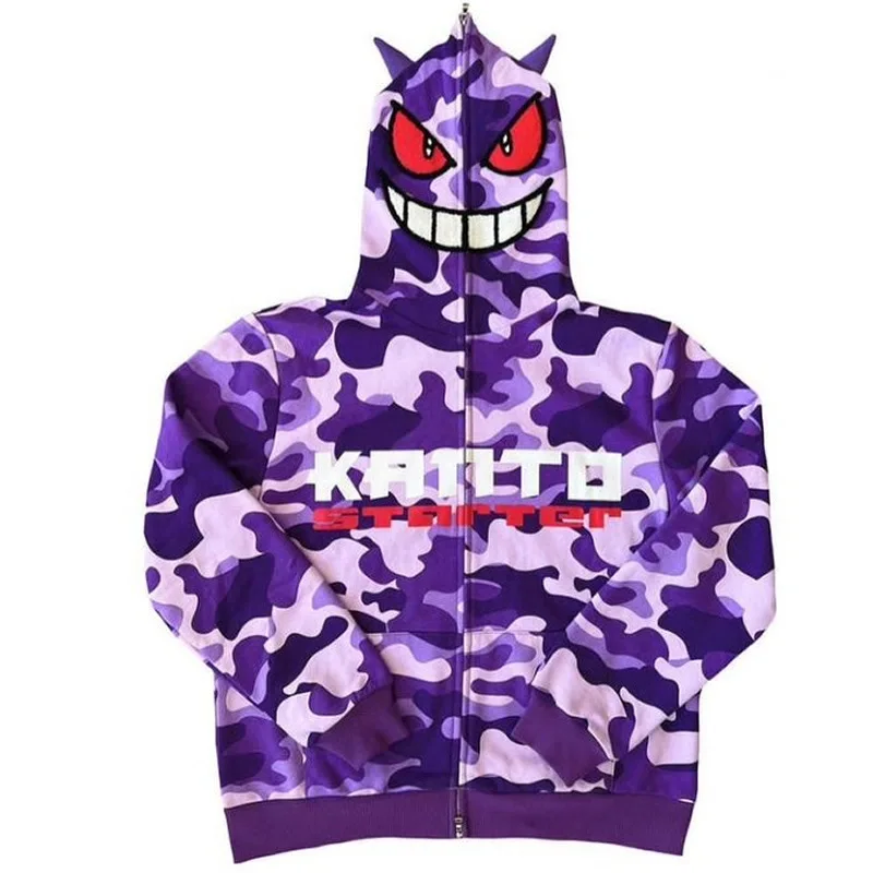 Monster-Face-Zip-Up-Hoodie-Hip-Hop-Y2K-Letter-Print-Oversized-Hooded ...
