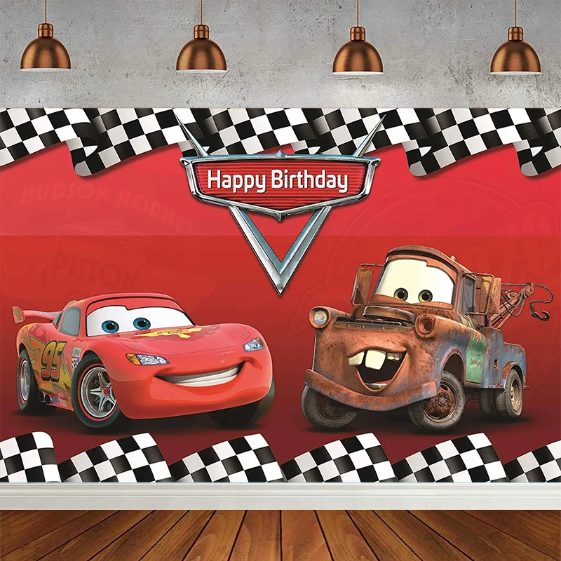 Disney Cars Backdrop McQueen Birthday Party Supplies Background Boys ...