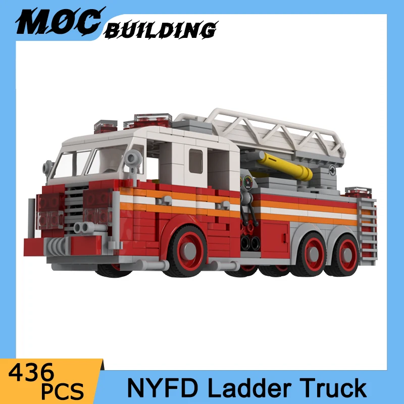 MOC Simulated City Fireman Rescue Ladder Truck Fire Brigade Vehicle ...