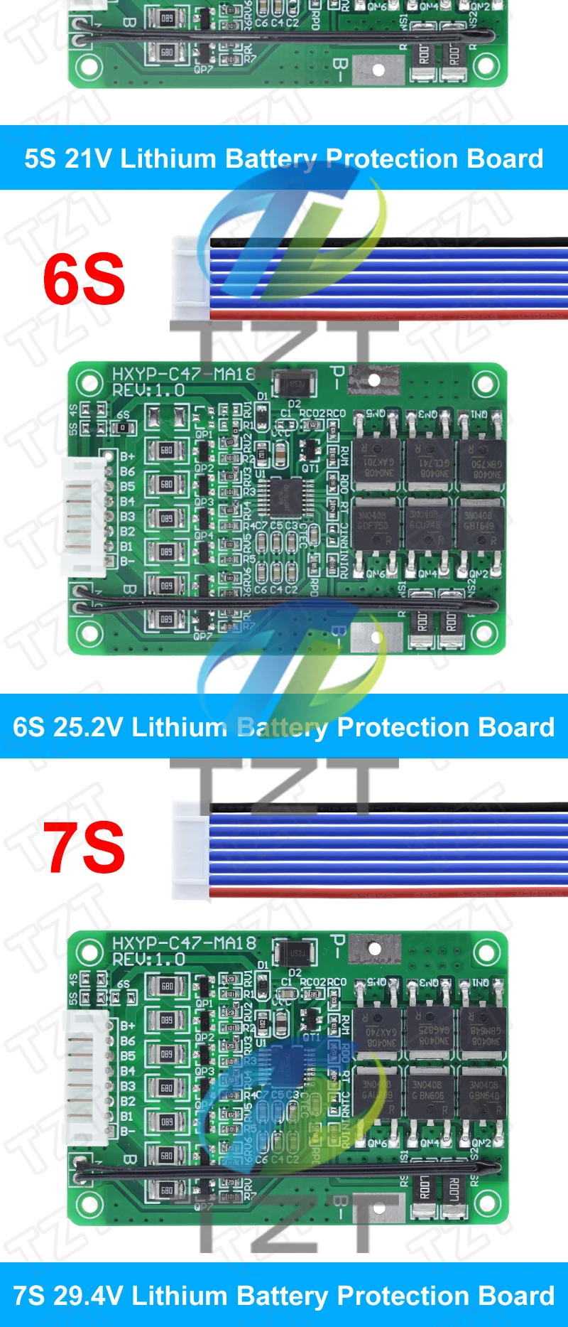 4S/5S/6S/7S BMS 16.8V 21V 20A 18650 Li ion Lmo Ternary Lithium Battery Charger Protection Board ...