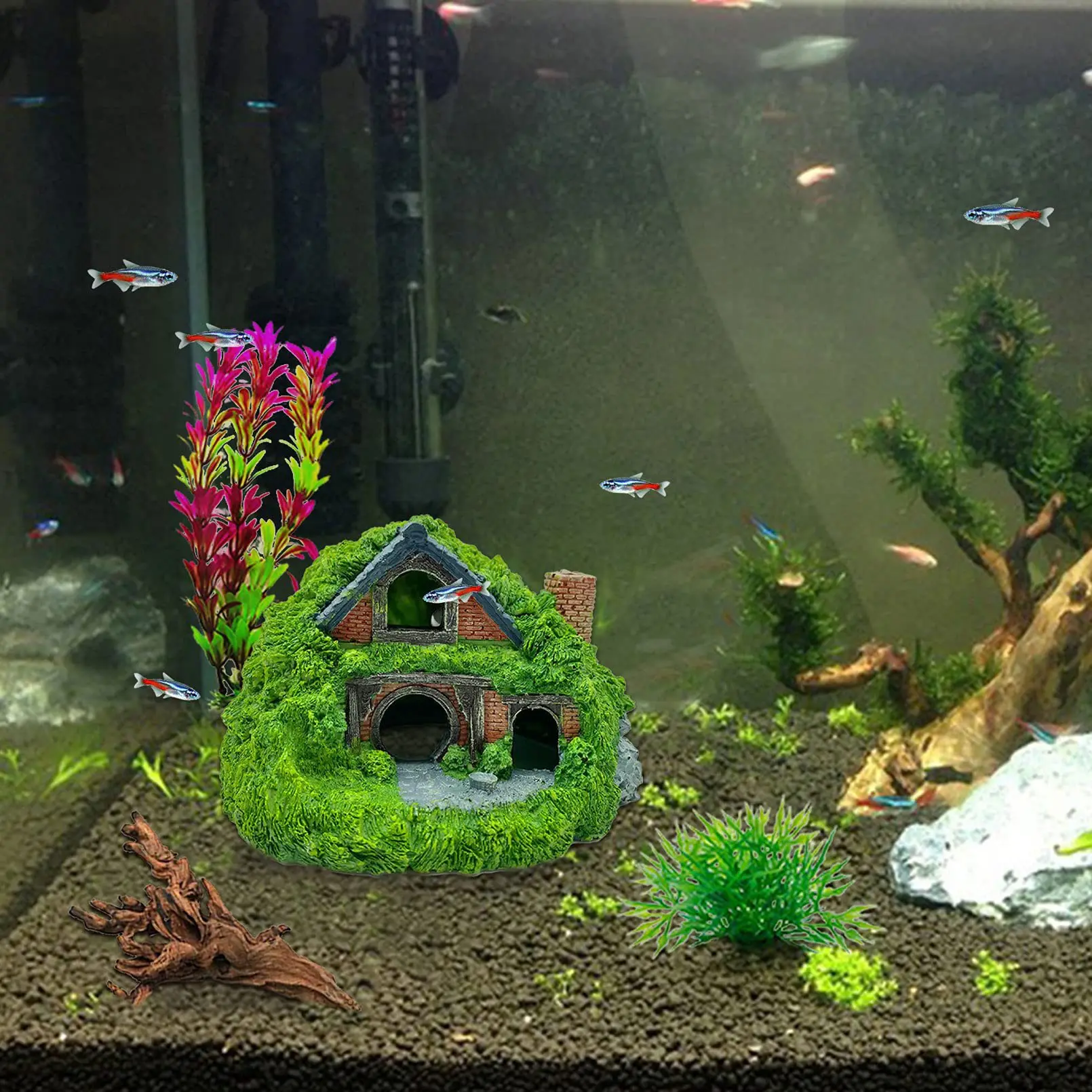 1pc Aquarium decoration hobbit small landscaping room resin cave ...