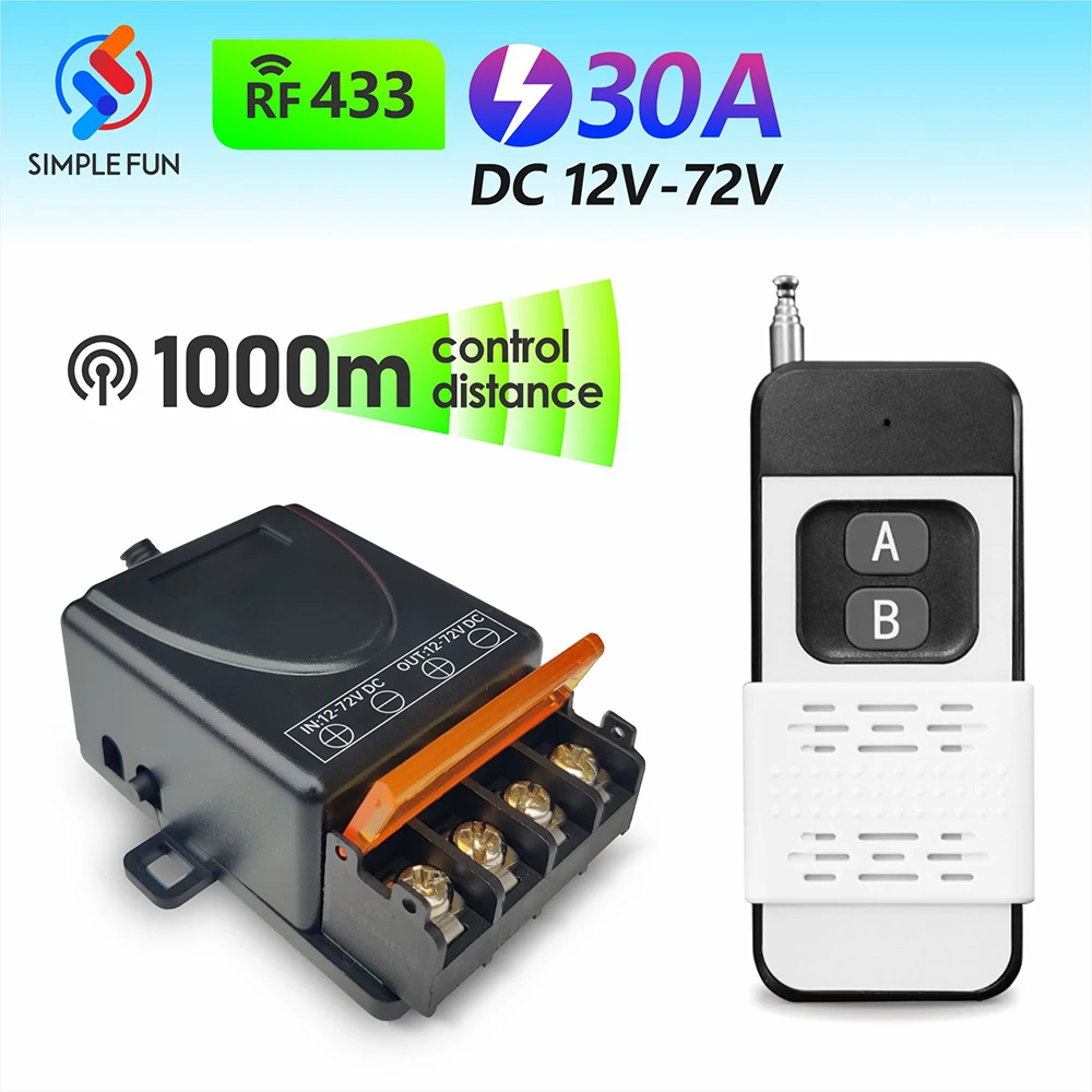RF-433Mhz-Wireless-Remote-Control-Switch-30A-DC-12V-24V-48V-72V-High ...